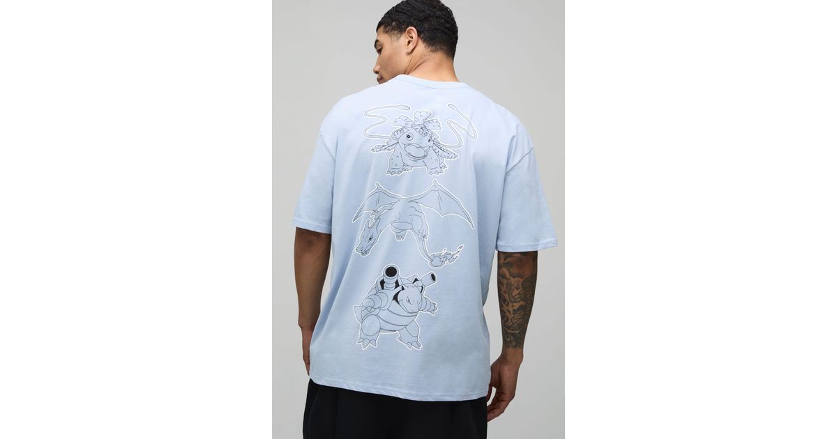 BoohooMAN Pokemon Character Oversized License Print T-Shirt in Blue for ...