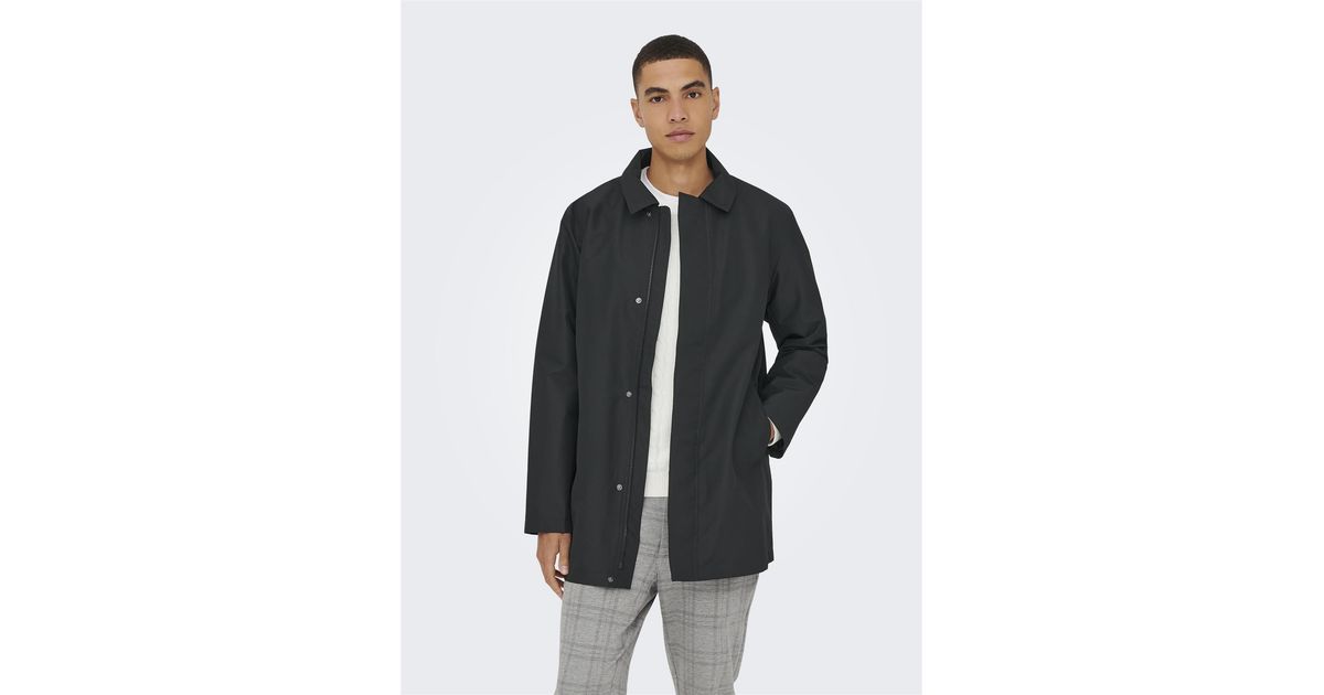 Only & Sons Long Coat Lightweight Autumn Winter in Blue for Men | Lyst UK