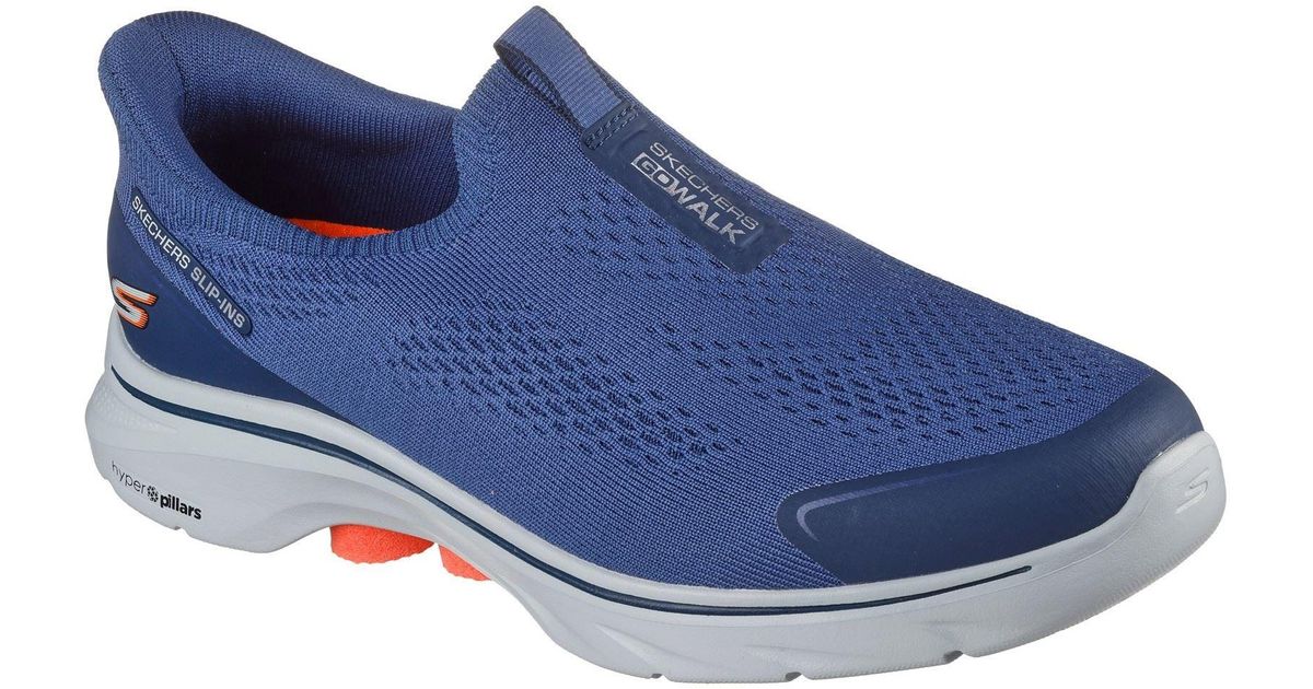 Skechers Go Walk 7 Easy On Evolution Textile Trainers in Blue for Men ...