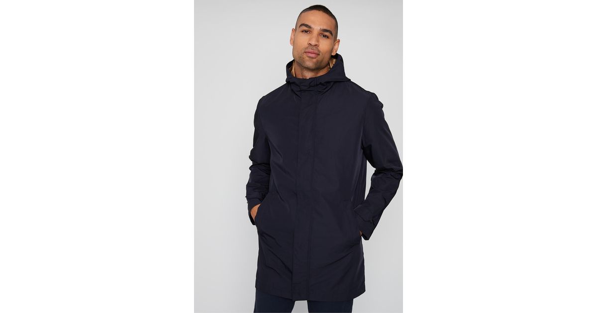 Threadbare 'Boynton' Luxe Showerproof Zip Up Hooded Raincoat in Blue ...