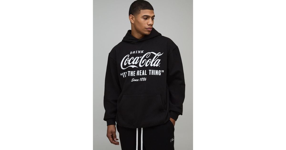 BoohooMAN Oversized Coca-Cola License Printed Hoodie in Black for Men ...