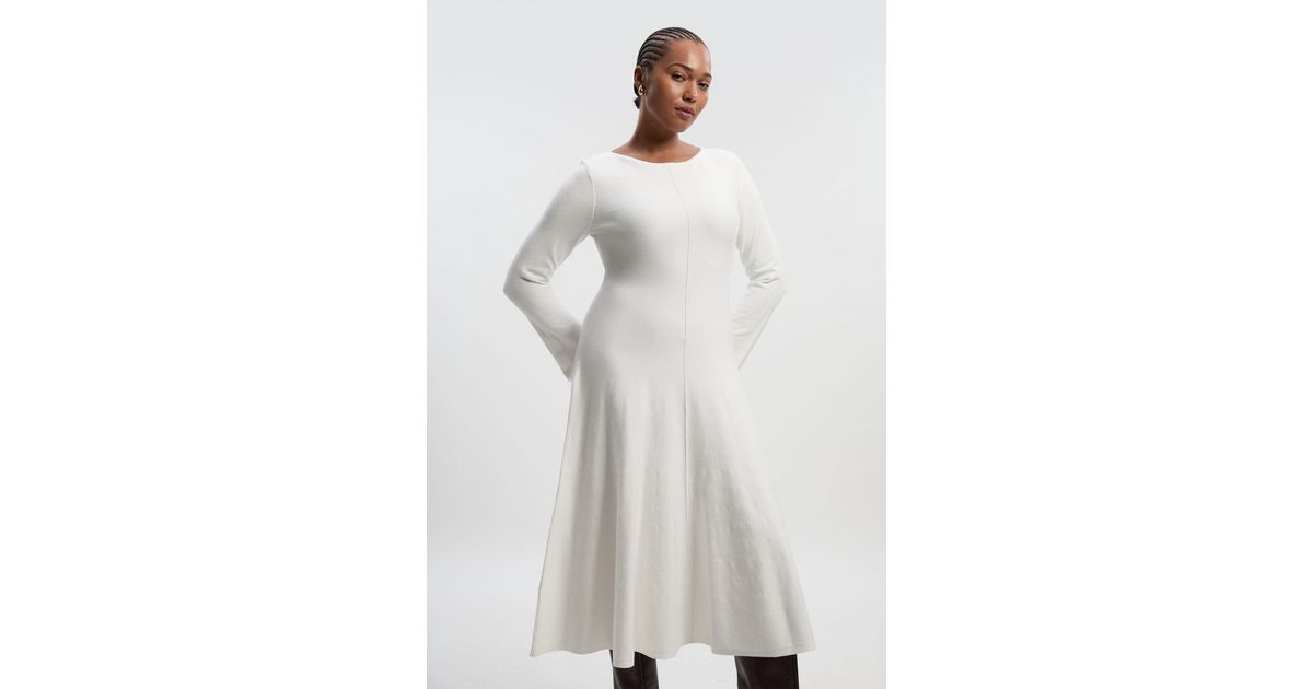 Karen Millen Lydia Plus Size Compact Knit Wool Look Full Skirt Midi ...