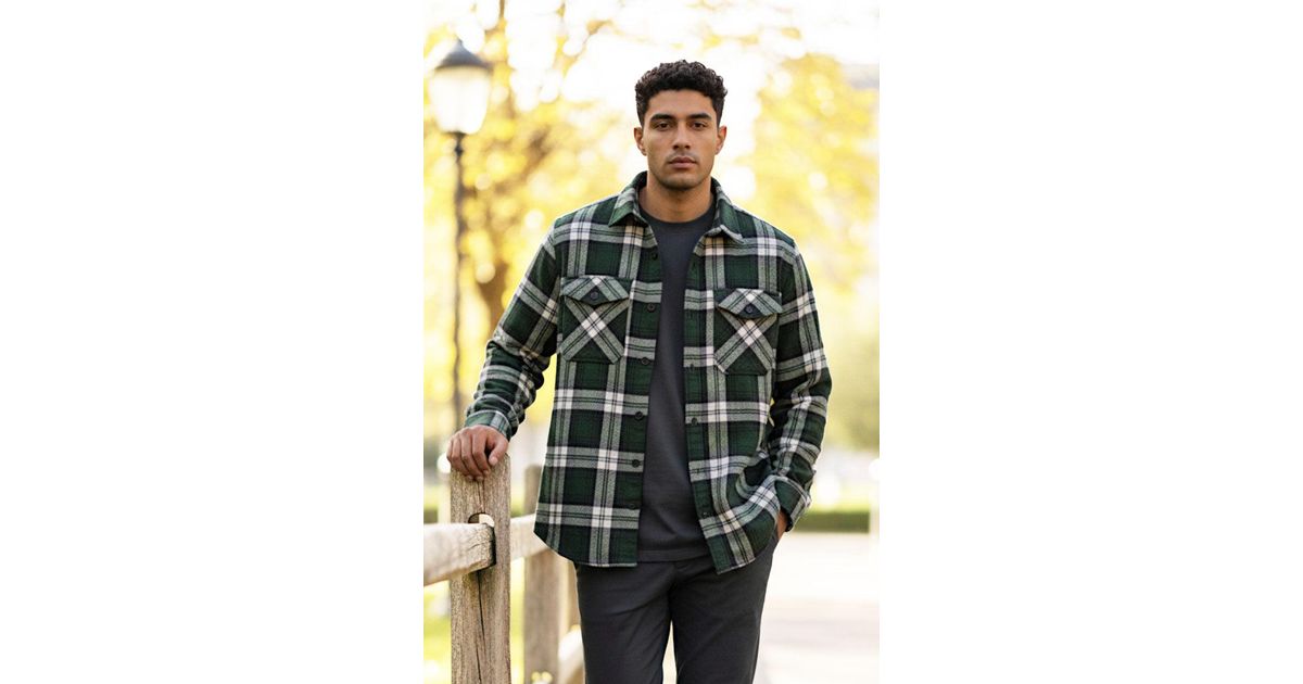 Zara Check Flannel Shirt With Patch Pockets in Green for Men | Lyst UK