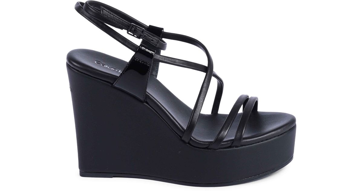 Calvin Klein Kiara Platform Wedge Sandals in Blue | Lyst UK