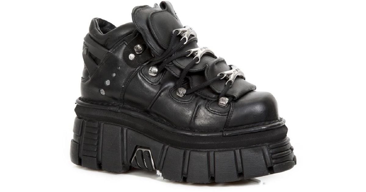 New Rock 106-S29 Tower Shoes Metallic Leather Biker Punk Gothic Boots ...