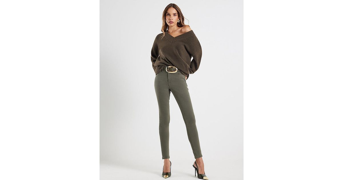 River Island Skinny Jeans Molly Cotton in Green | Lyst UK