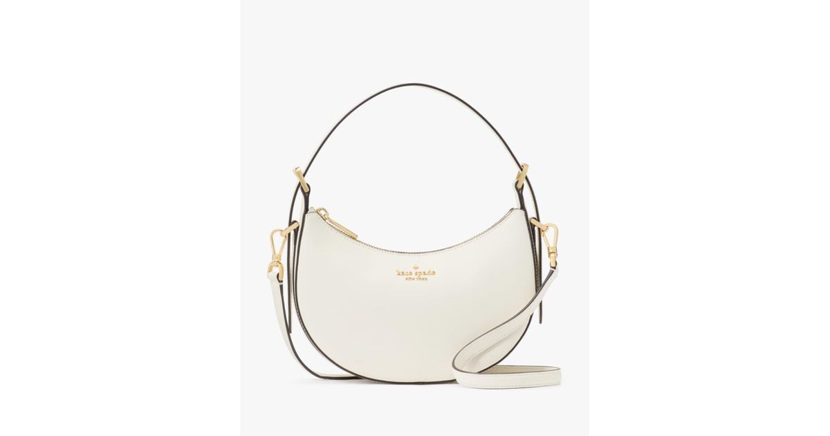 Kate Spade Nova Saffiano Leather Crescent Shoulder Bag in White | Lyst UK
