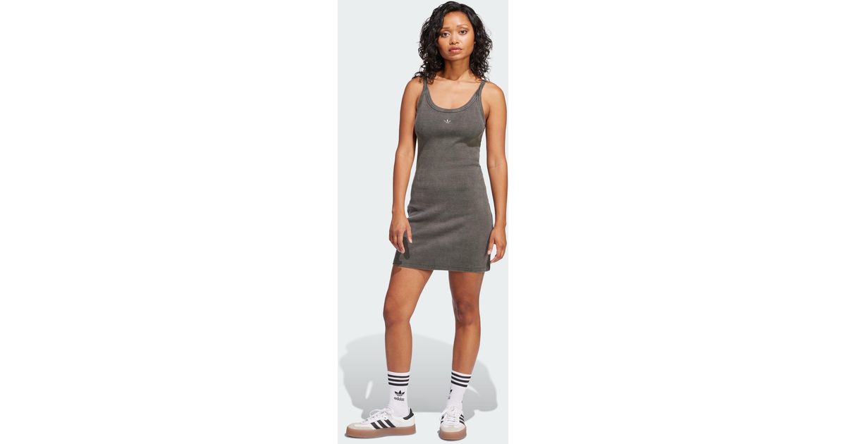 adidas Originals Ribbed Mini Dress in Black | Lyst UK