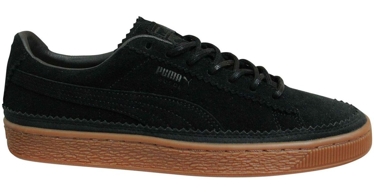 PUMA Suede Classic Brogue Lace Up Leather Trainers 366631 01 in Black ...