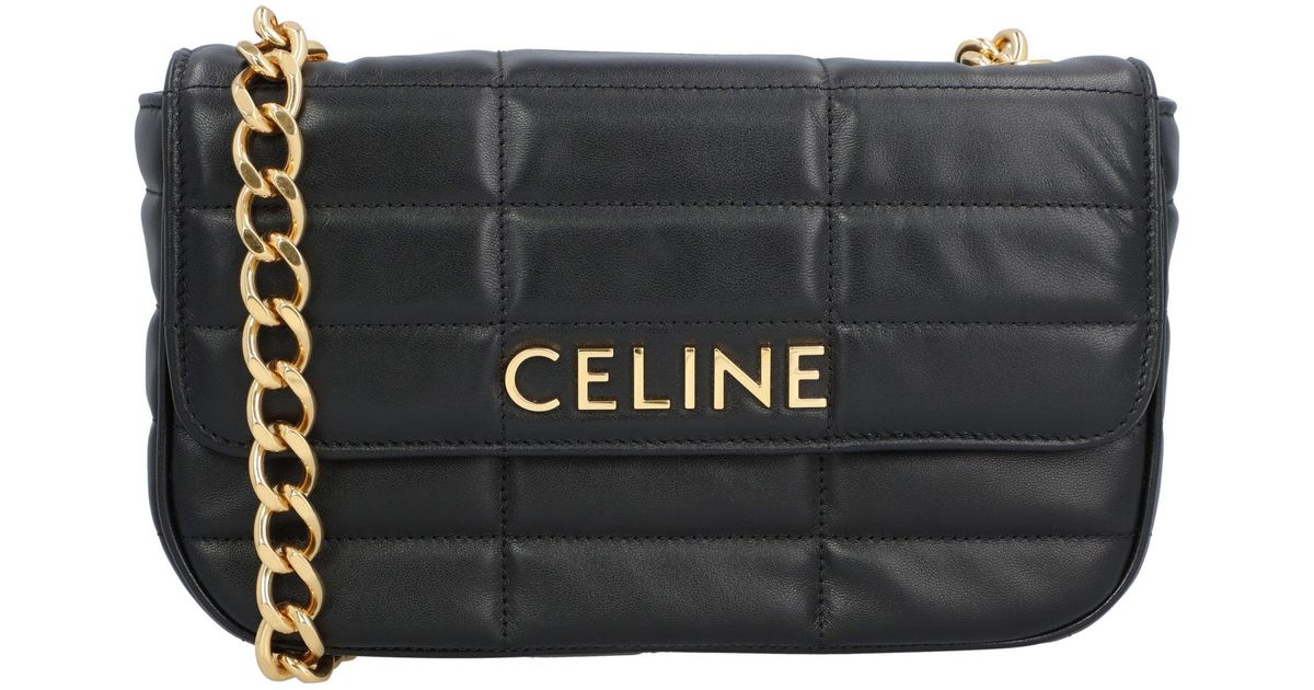 Celine Celine Chain Shoulder Bag Matelasse Monochrome in Black | Lyst UK