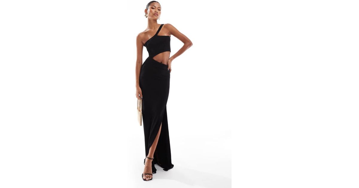 ASOS Asym Strap Detail Cut Out Maxi Dress in Blue | Lyst UK