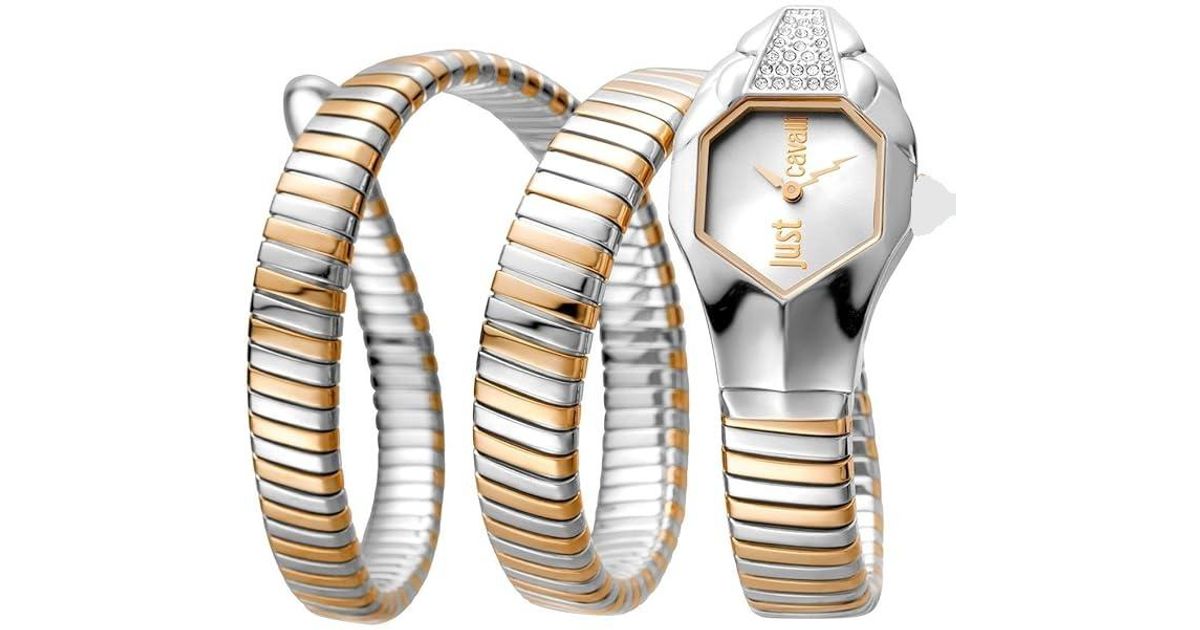 Just Cavalli Signature Snake Watch in White | Lyst UK