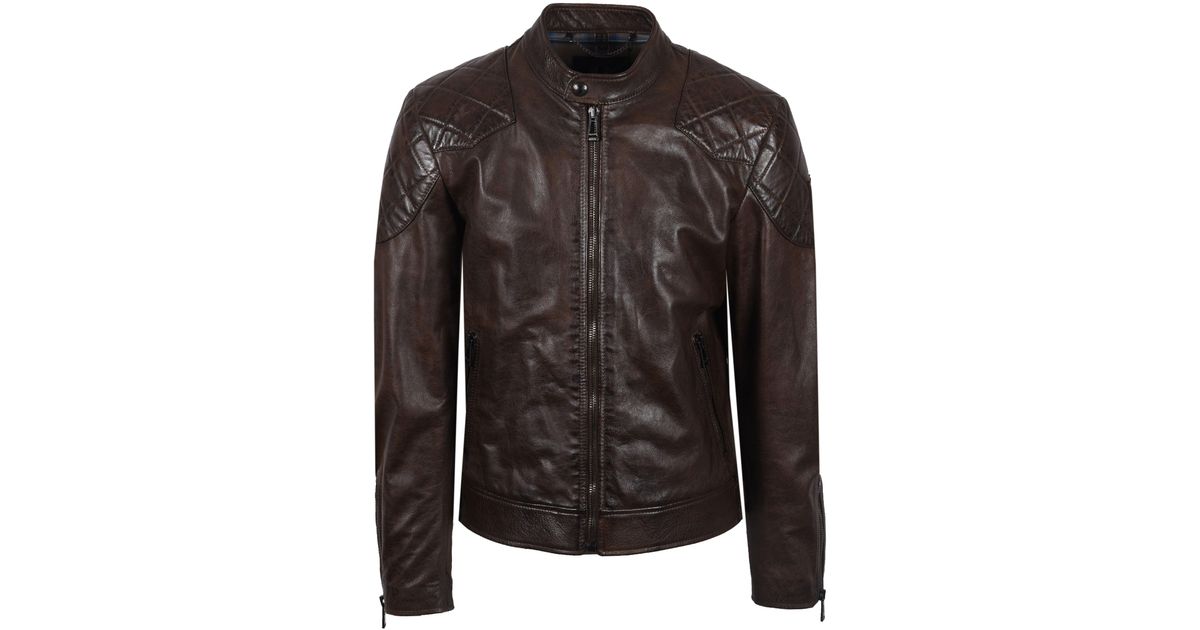 Belstaff Outlaw Leather Jacket Dark Earth in Black for Men | Lyst UK