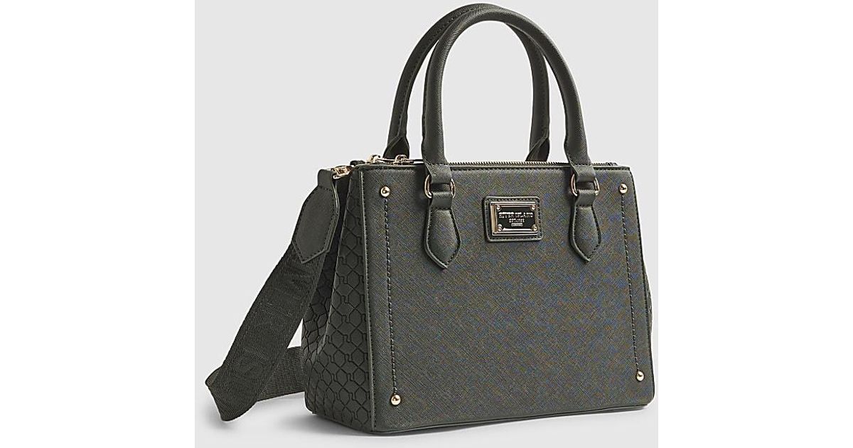 River Island Tote Bag Ri Monogram Pu in Black | Lyst UK