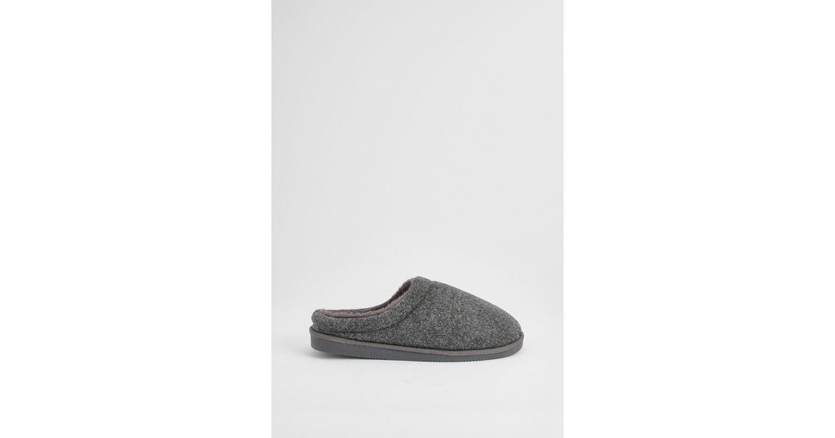 MAINE Faux Fur Lined Mule Slippers Textile in Grey for Men | Lyst UK