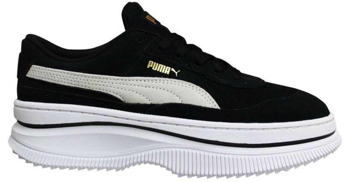 PUMA Deva Suede Leather Lace Up Platform Trainers 372423 03 in Black ...