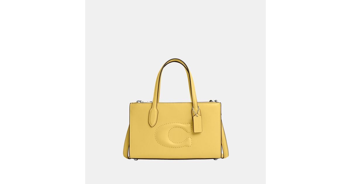 COACH Nina Small Tote With Debossed Sculpted C Bag in Yellow | Lyst UK