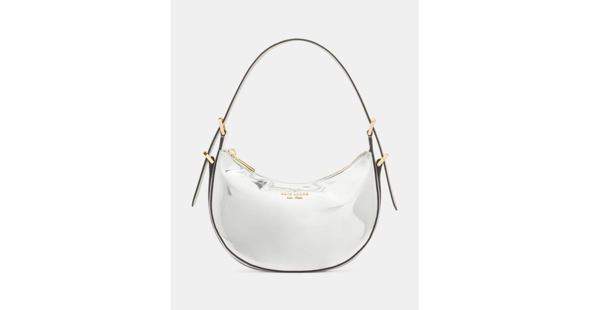 Kate Spade Nova Mirror Metallic Small Crescent Shoulder Bag in White ...