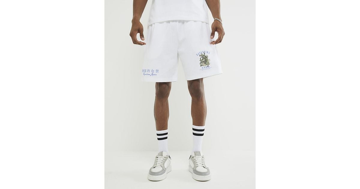 River Island Shorts Regular Fit Hayashima Print Cotton in White for Men ...