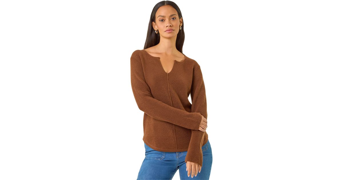 D.u.s.k Waffle Knit Jumper in Brown | Lyst UK