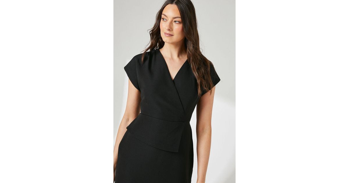 PRINCIPLES Peplum Detail Crepe Pencil Dress in Black | Lyst UK