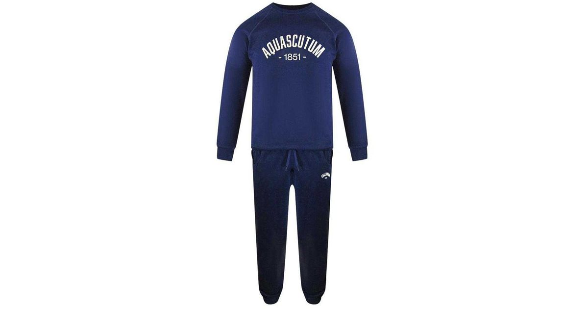 Aquascutum Old School Crew Neck Tracksuit in Blue for Men | Lyst UK