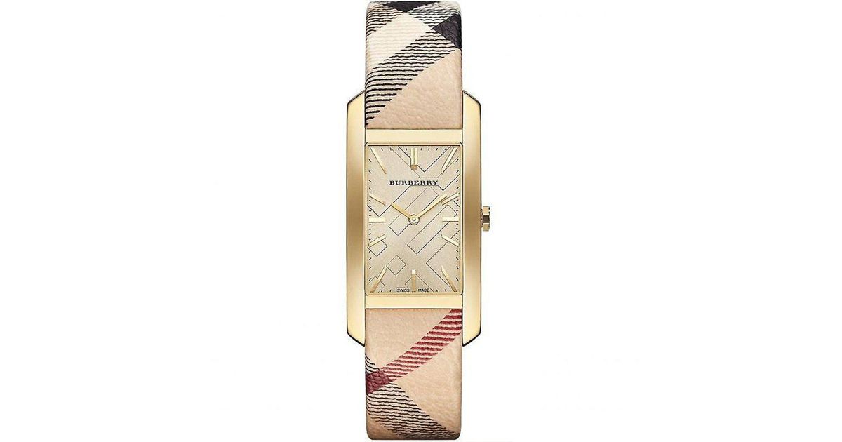 Burberry Bu9407 25Mm Case Leather Ladies' Watch Fabric in Metallic ...