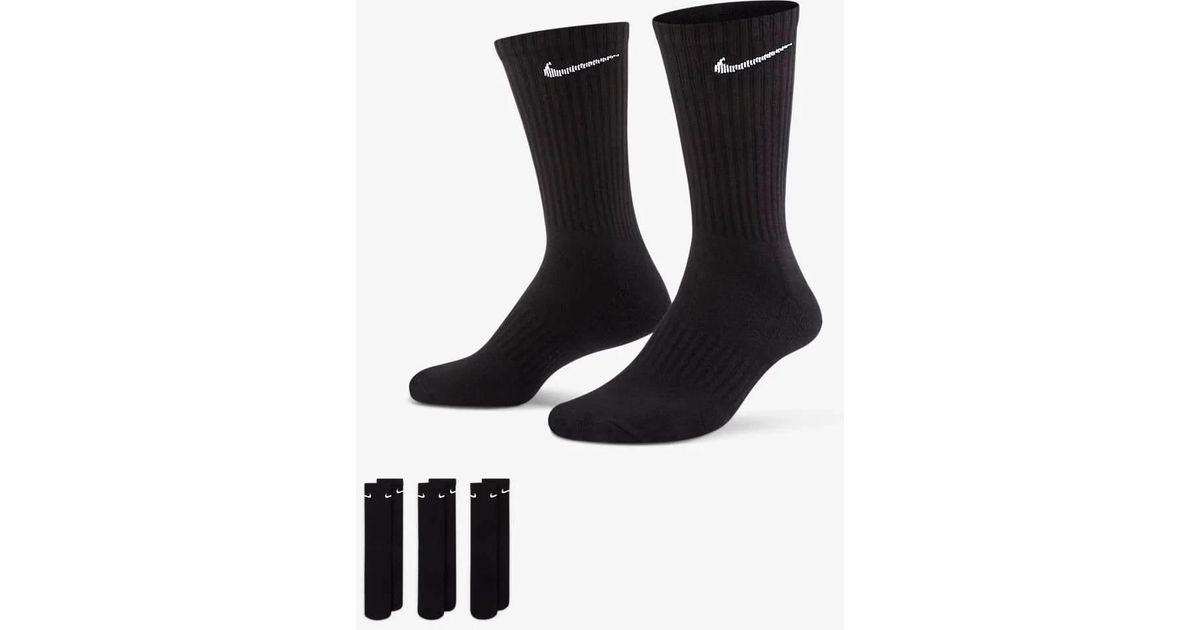 Nike Sx7664 Everyday Cushion Crew Training Socks (3 Pairs) in Black ...