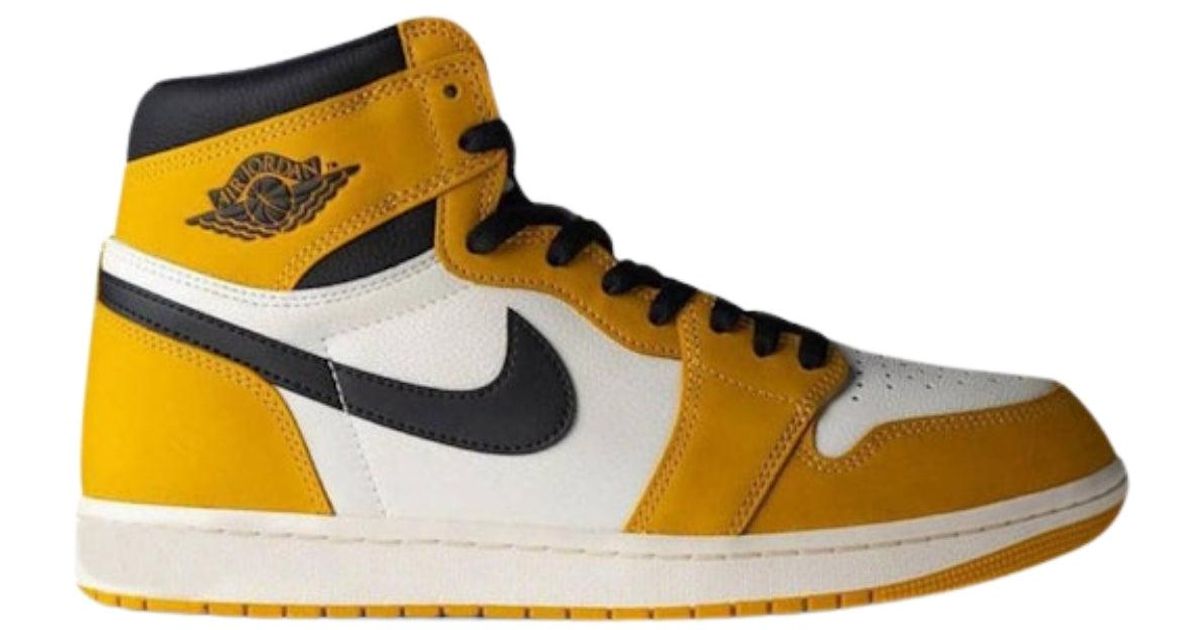 Nike Air Jordan 1 Retro High Og Top Sneakers Leather in Yellow for Men ...