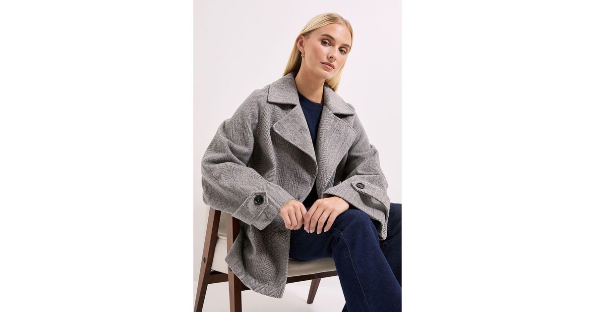 Wallis Principles By Double Breasted Collar Coat in Grey | Lyst UK