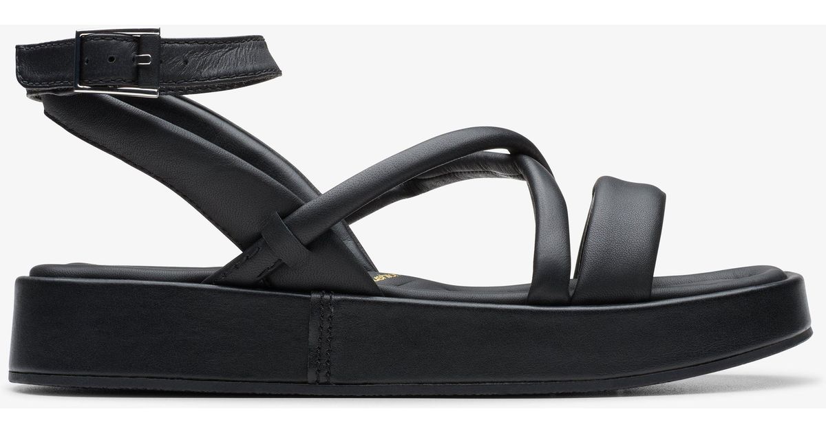 Clarks Alda Cross Leather Sandals in Black | Lyst UK