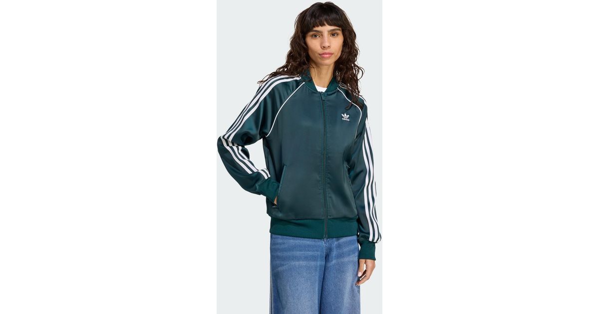 adidas Originals Sst Adicolor Satin Track Top in Blue | Lyst UK