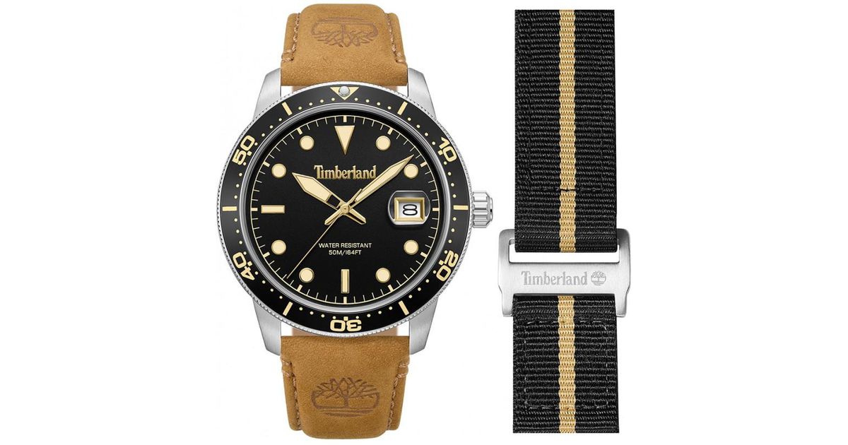 Timberland Tdwgb00834X0 Peatfield Watch And Strap Gift Set in Black for ...