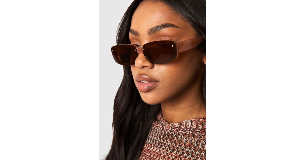Boohoo Frameless Rectangle Sunglasses in Black | Lyst UK