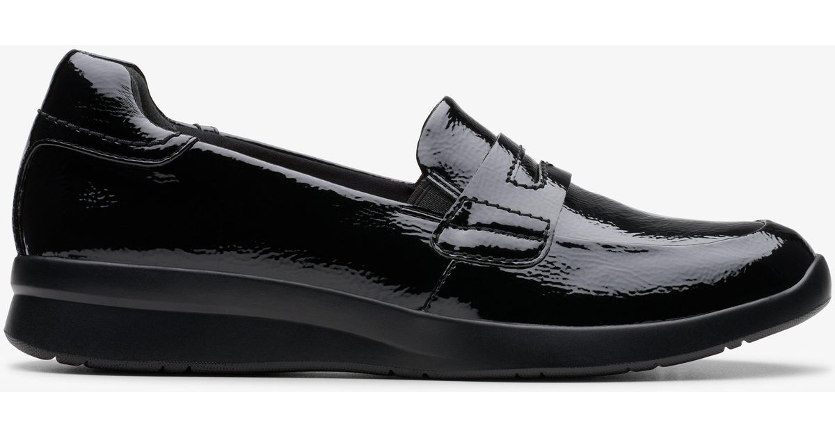 Clarks Ellowyn Penny Crinklepat Shoes in Black | Lyst UK