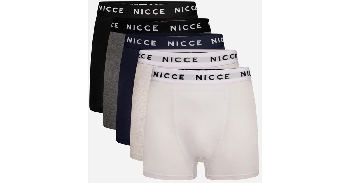 Nicce London Multi 5-Pack Cotton Rich Boxer Briefs With Logo Waistband ...