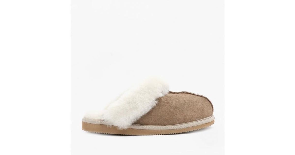 Shepherd Jessica Sheepskin Mules Stone in Natural | Lyst UK