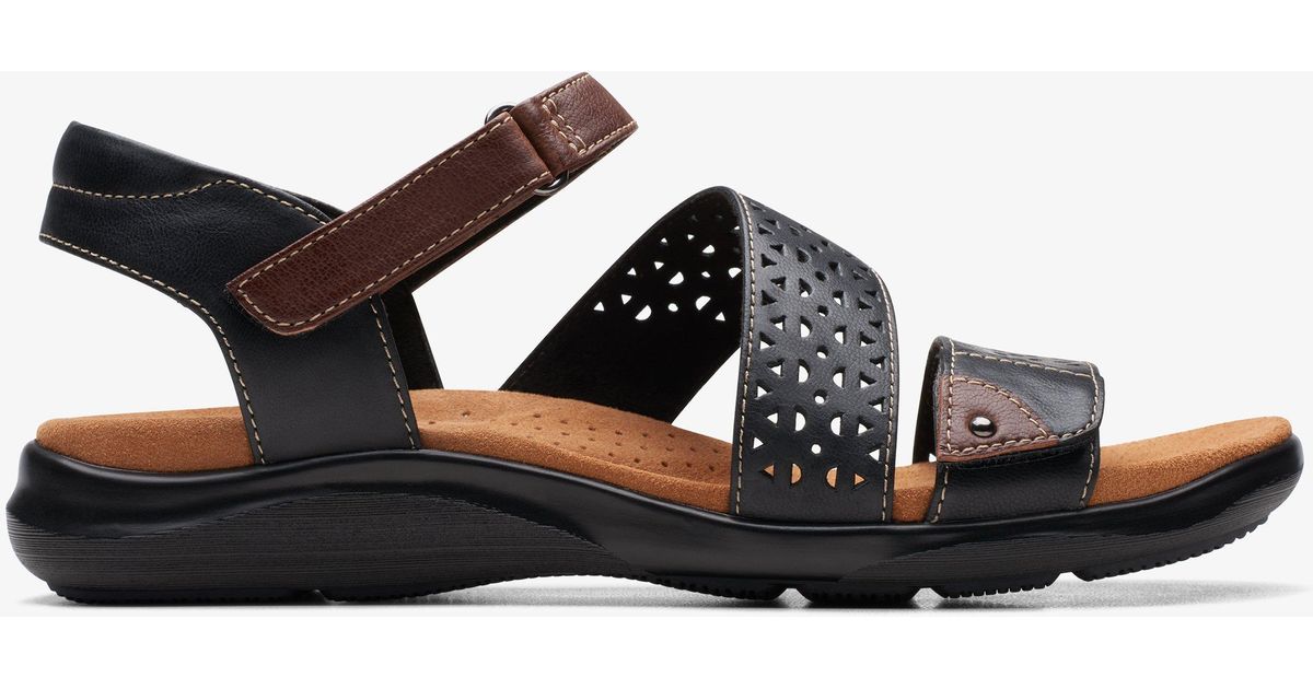 Clarks Kitly Way Leather Sandals in Black | Lyst UK