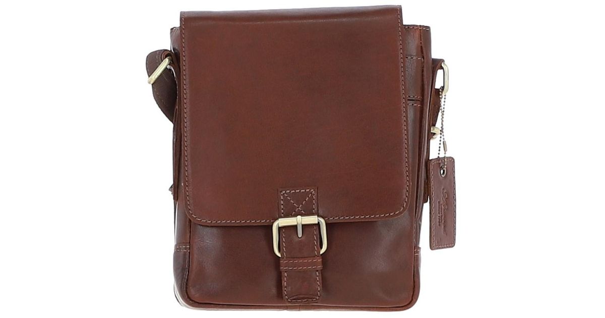 Ashwood Leather Compact Flap Over Bag in Brown for Men | Lyst UK