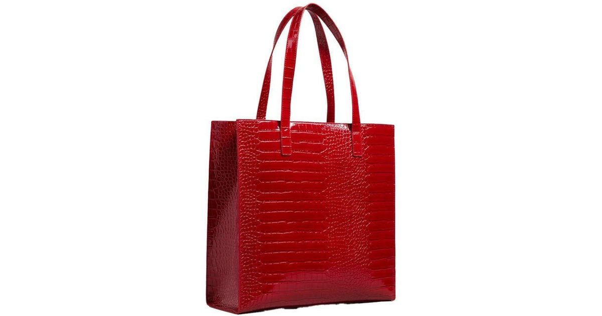 Ted Baker Accessories Croccon Croc Detail Large Icon Bag in Red | Lyst UK
