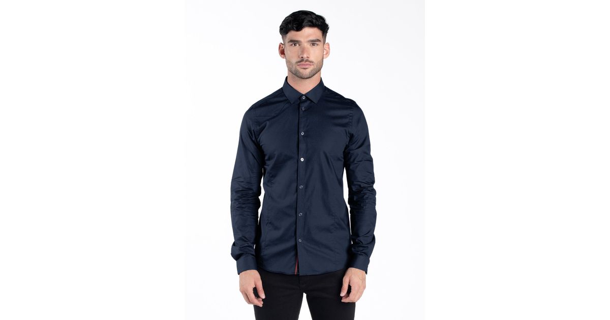 Luke 1977 The Butchers Pencil Slim Fit Smart Shirt in Blue for Men ...