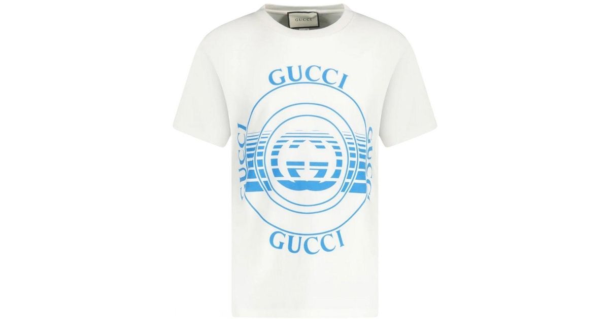 Gucci Record Logo Oversized Fit T-Shirt Cotton in Blue for Men | Lyst UK
