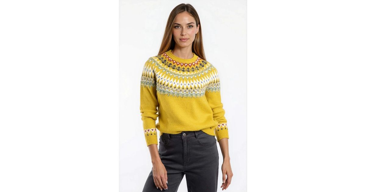 Weird Fish Scandi Fair Isle Design Jumper in Yellow | Lyst UK