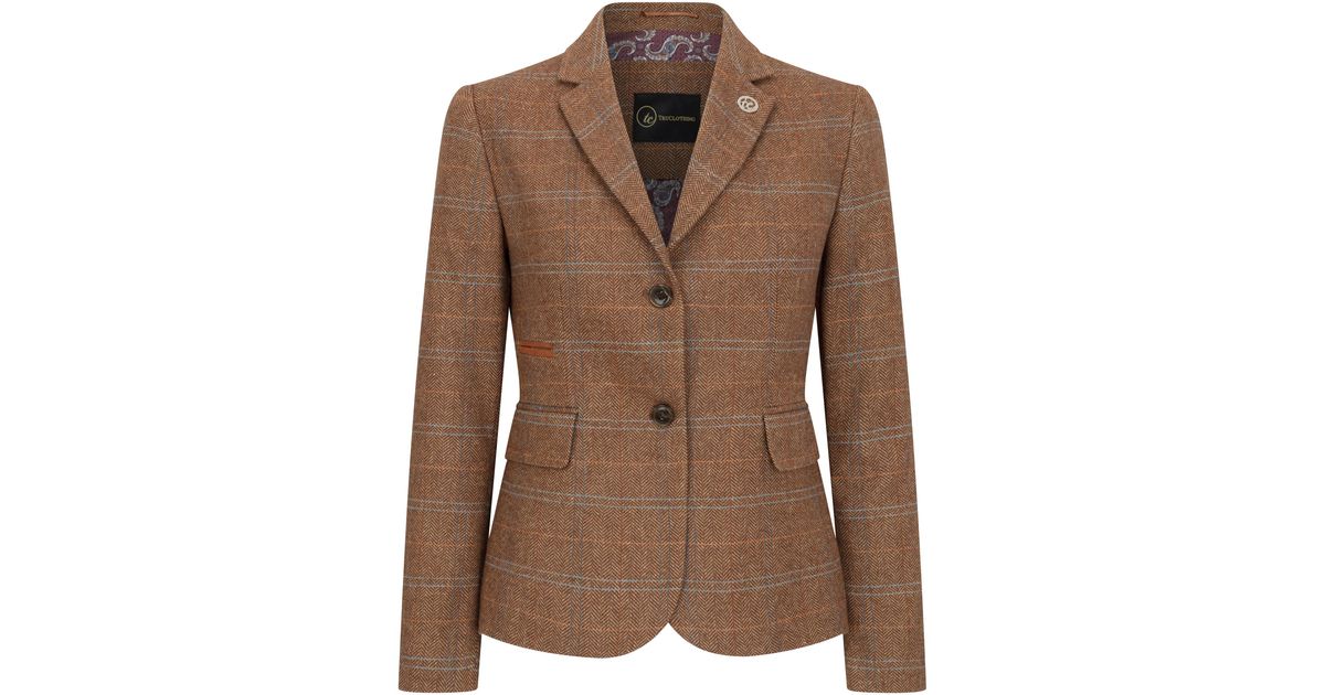 TruClothing Oak Tailored Fit Tweed Blazer in Brown | Lyst UK