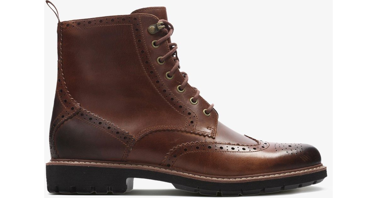 Clarks Batcombe Lord Dark Tan Lea Boots in Brown for Men | Lyst UK