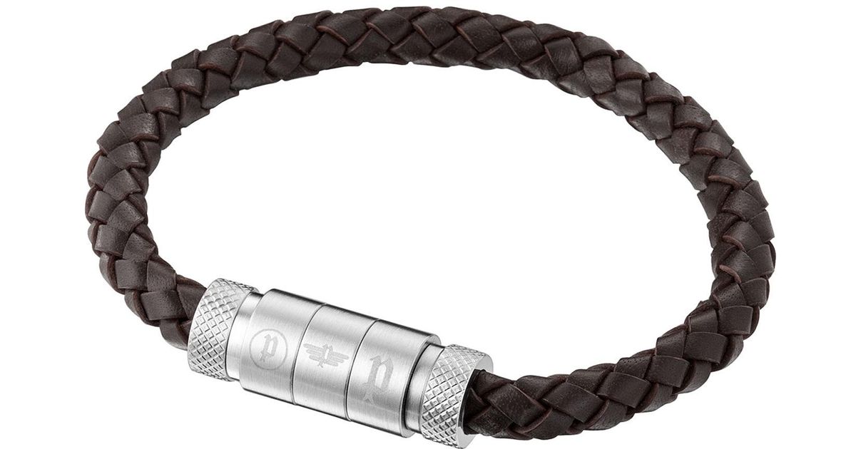 Police "Vegas" Leather Bracelet in Metallic for Men | Lyst UK