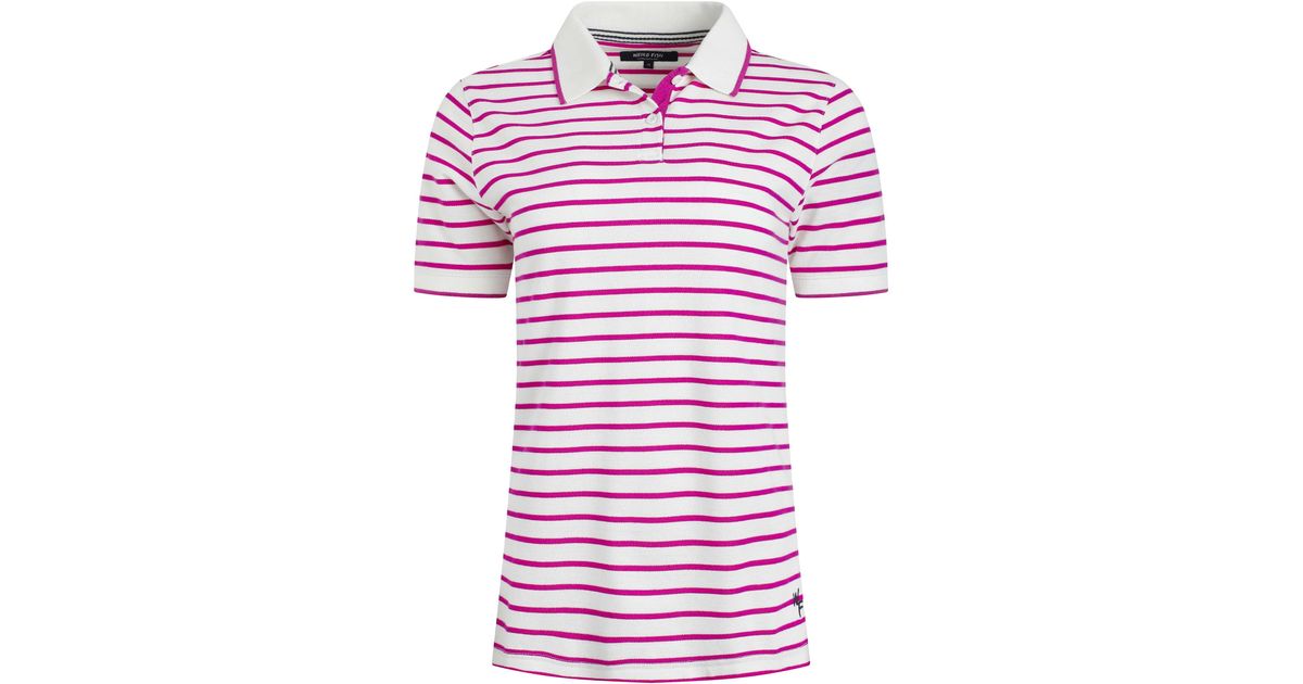 Weird Fish Ladies Janely Striped Pique Polo Shirt (Dark Raspberry) in ...