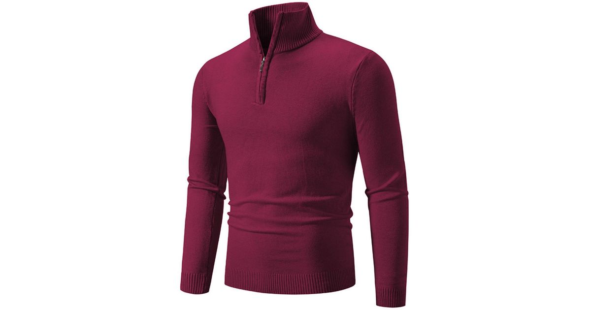 Everyday the Label Quarterzip Knit Sweater in Red for Men | Lyst UK
