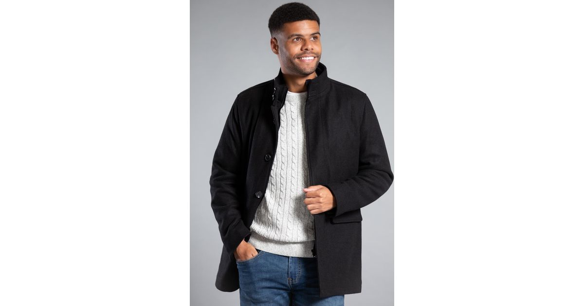 Tokyo Laundry Faux Wool Funnel Neck Jacket With Button Detailing in ...