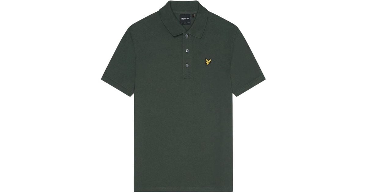 Lyle & Scott Branded Chest Logo Deep Polo Shirt in Green for Men | Lyst UK